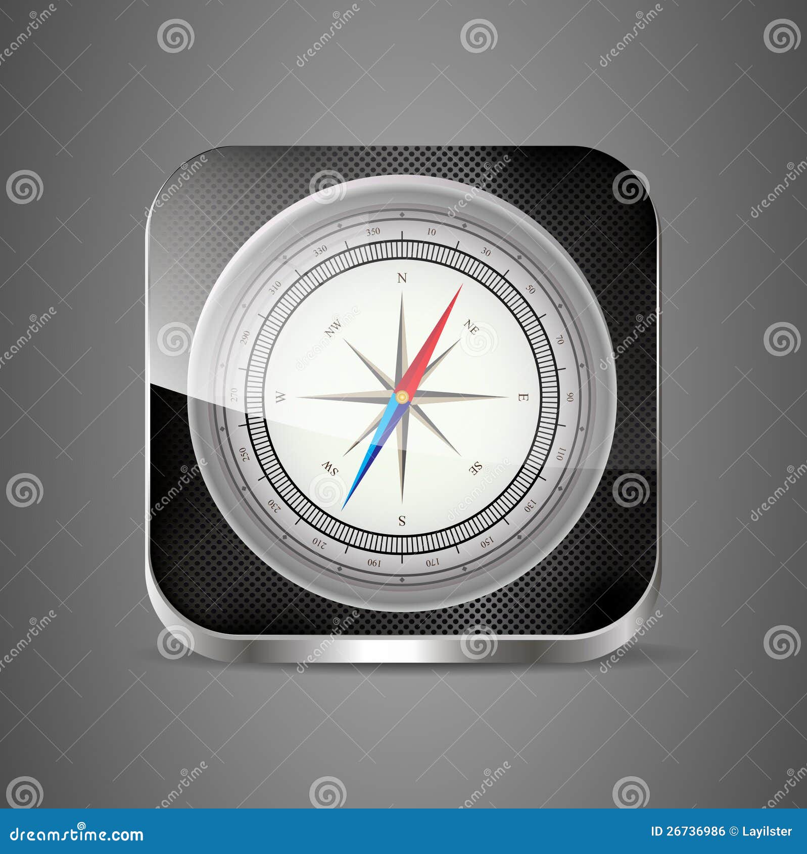 Glossy Compass App Icon with Windrose. Stock Vector - Illustration of ...