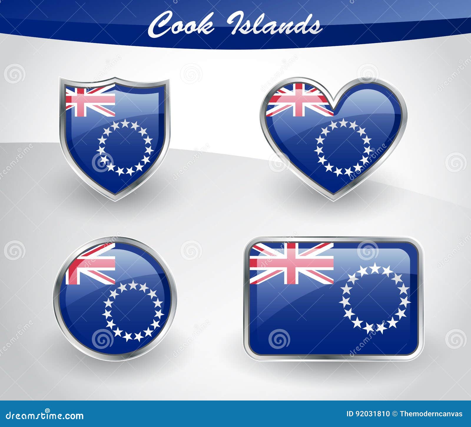 Glossy Cook Islands Flag Icon Set Stock Vector - Illustration of ...