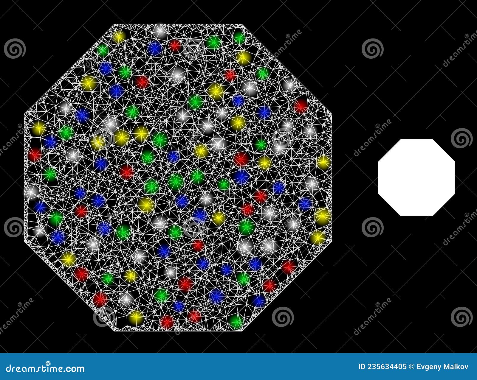 Light Irregular Net Octagon Icon Stock Vector - Illustration of flash ...