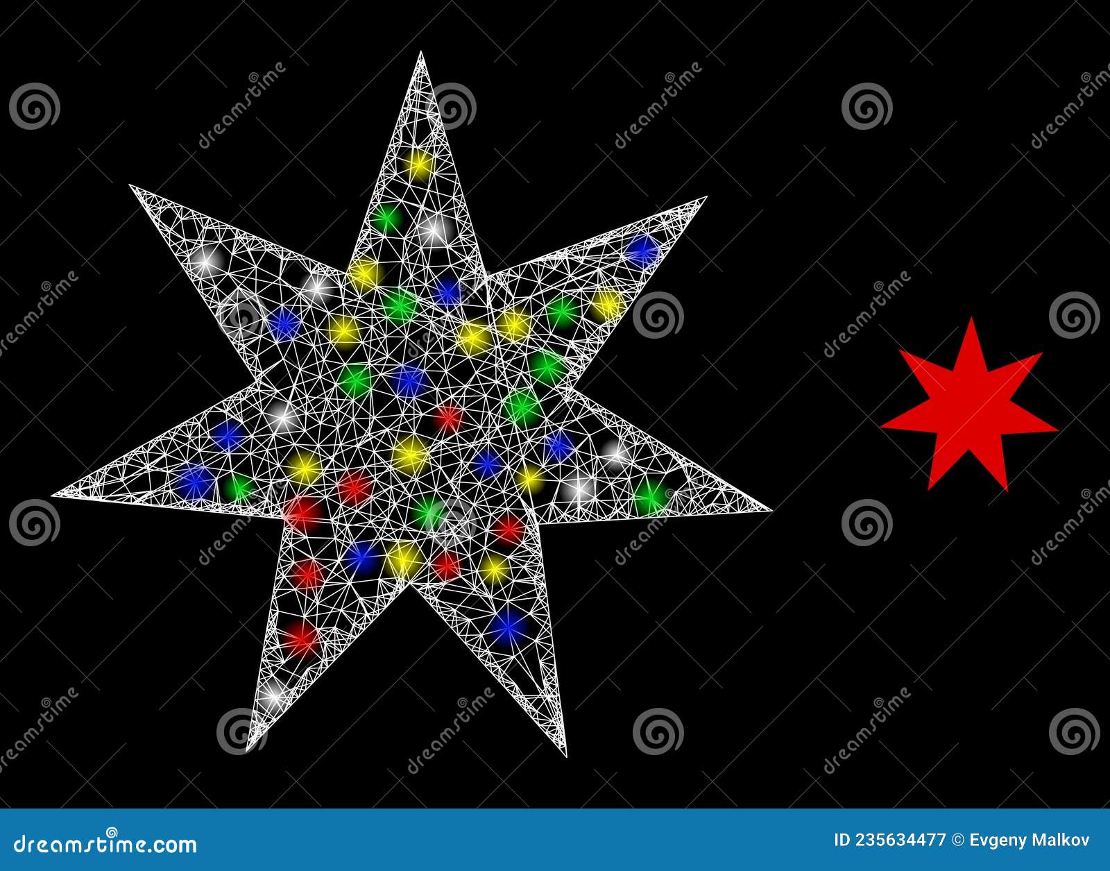 Glitter Intersected Mesh Seven Pointed Star Icon Stock Vector ...