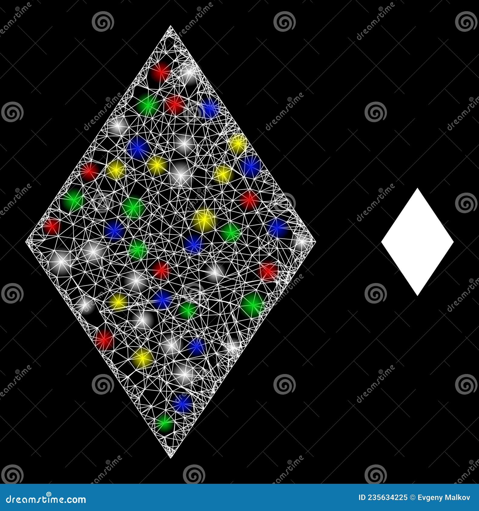 Bright Hatched Net Rhombus Icon Stock Vector - Illustration of colorful ...