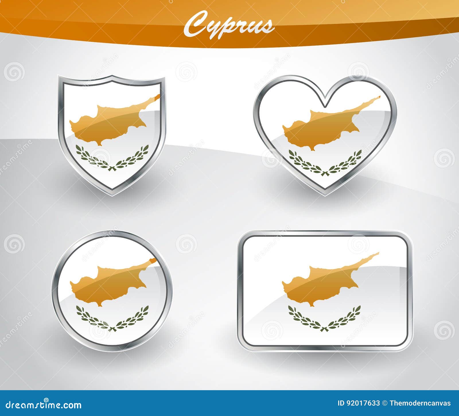 Glossy Cyprus Flag Icon Set Stock Vector - Illustration of love, metal ...