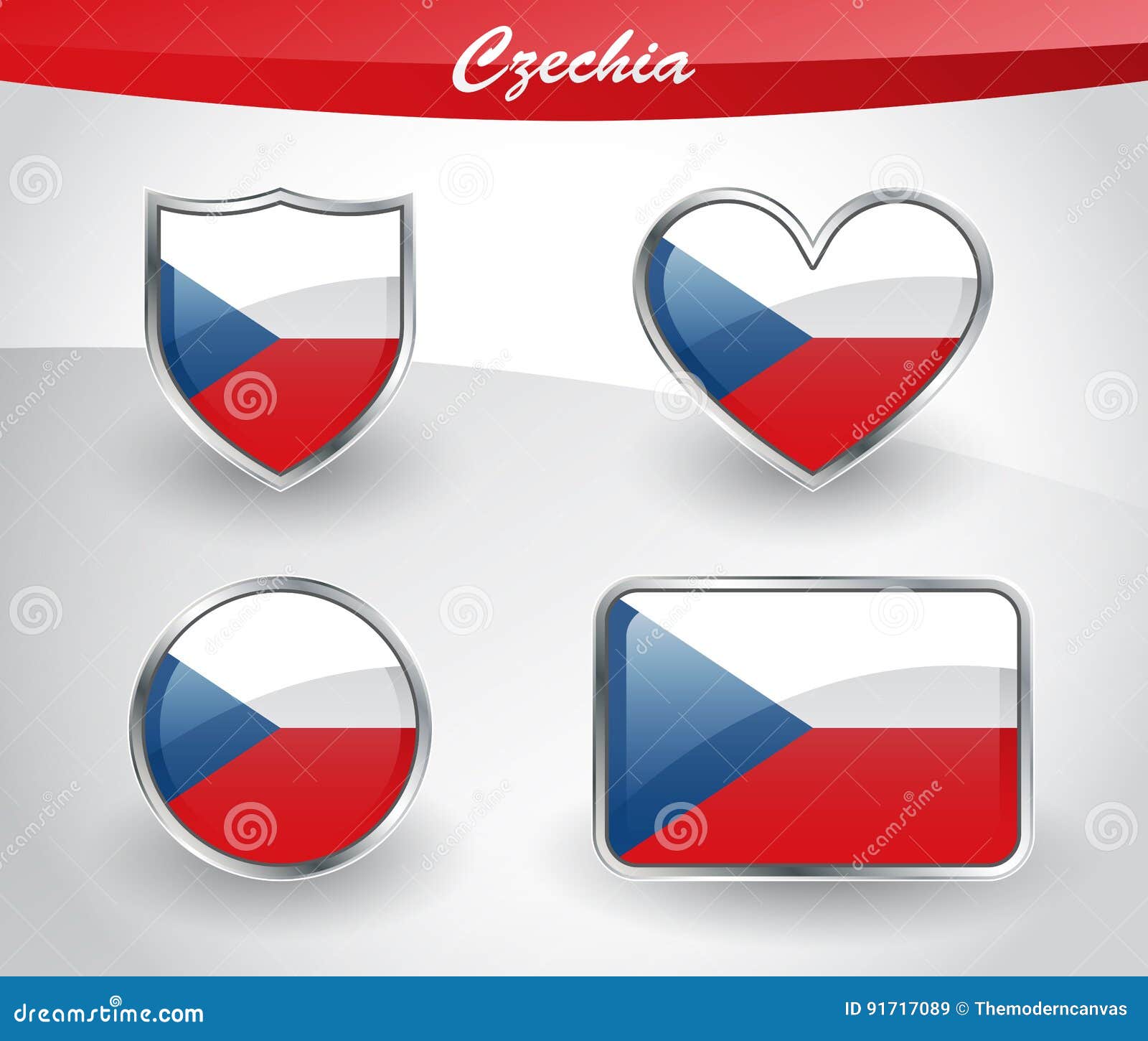Glossy Czechia Flag Icon Set Stock Vector - Illustration of circle ...