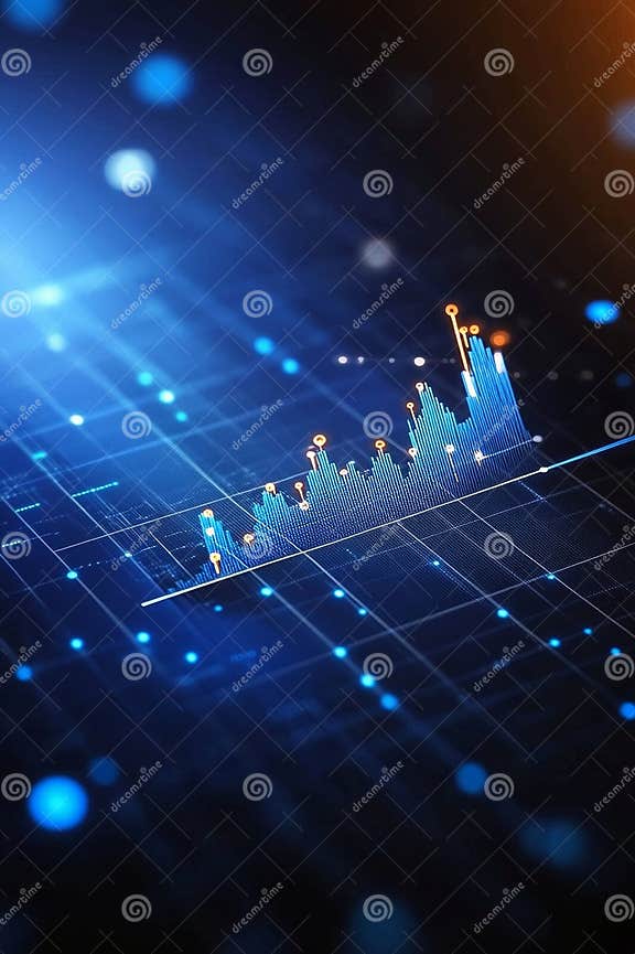 Glossy 3D Chart on Technology Background, Business Analytics Data ...