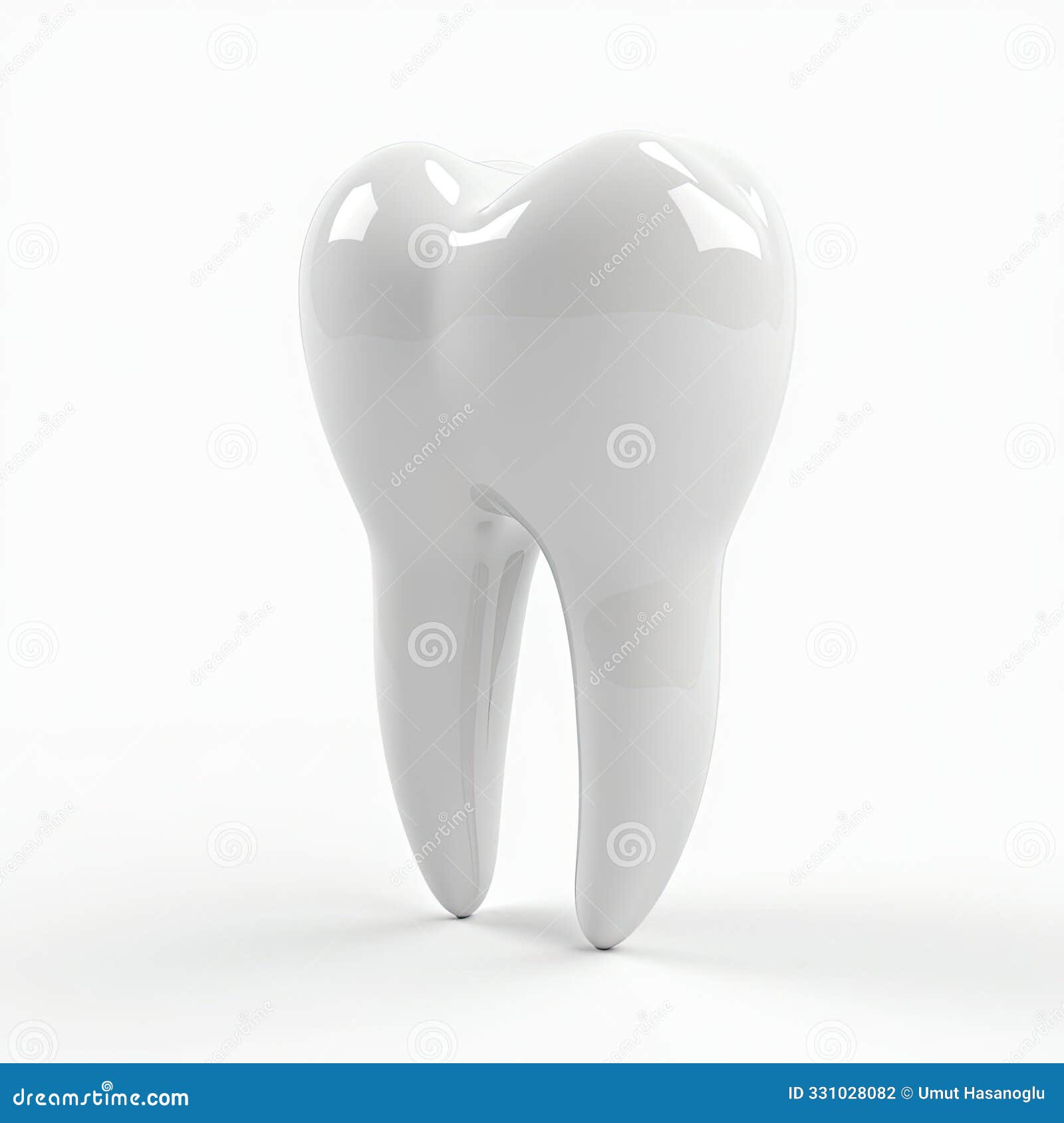Glossy 3D Rendering of a Single Molar Tooth on a White Background ...