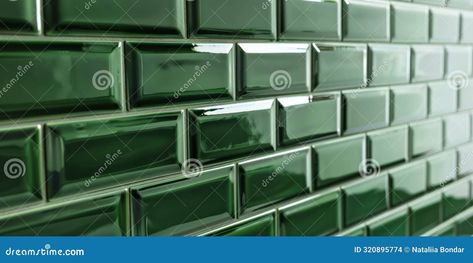 Glossy Dark Green Subway Tiles, Brick Wall Pattern Background with ...