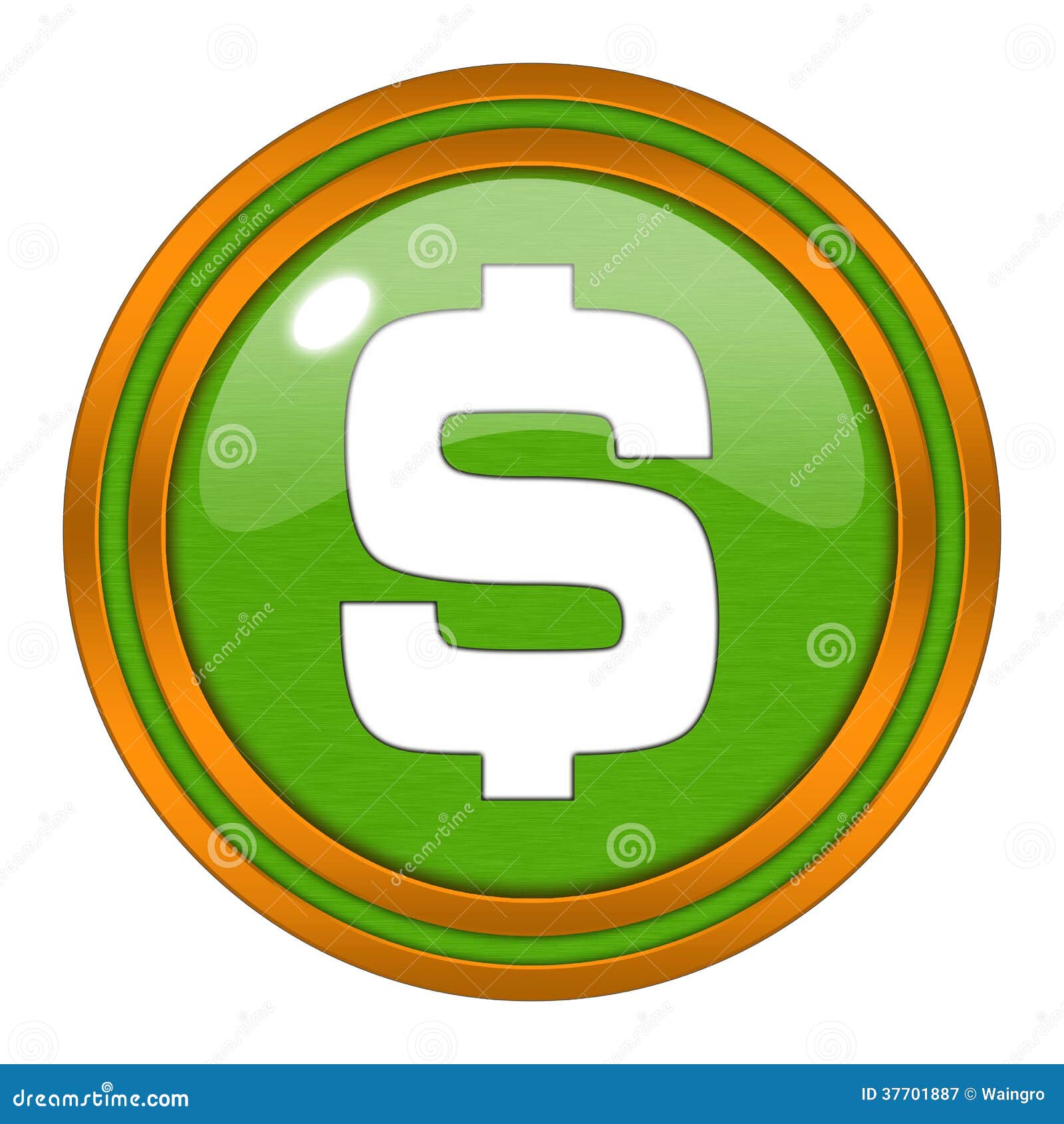 Glossy Dollar icon button stock illustration. Illustration of press ...