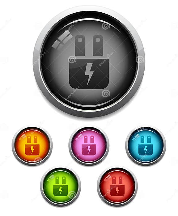 Glossy electric plug icon stock vector. Illustration of globe - 9996924