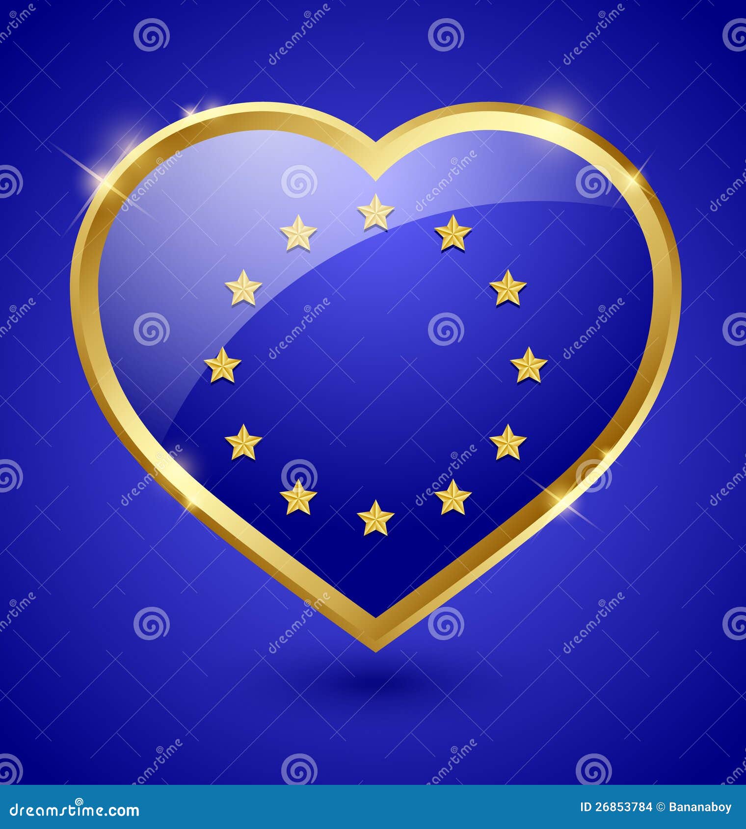 Glossy european heart stock vector. Illustration of blue - 26853784