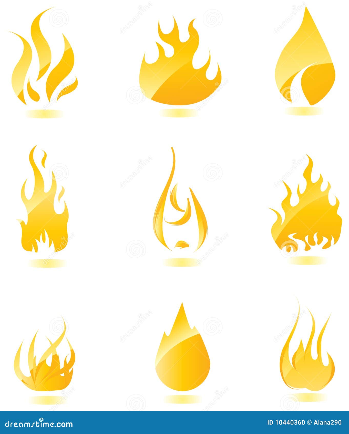Glossy Fire Icons. Big Set. Stock Vector - Illustration of design ...