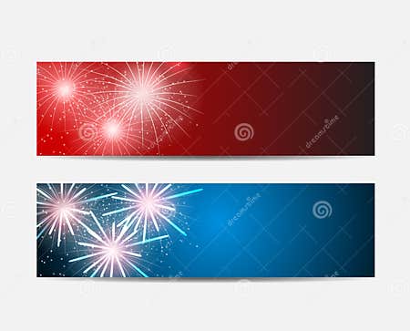 Glossy Fireworks Website Header and Banner Set Stock Vector ...