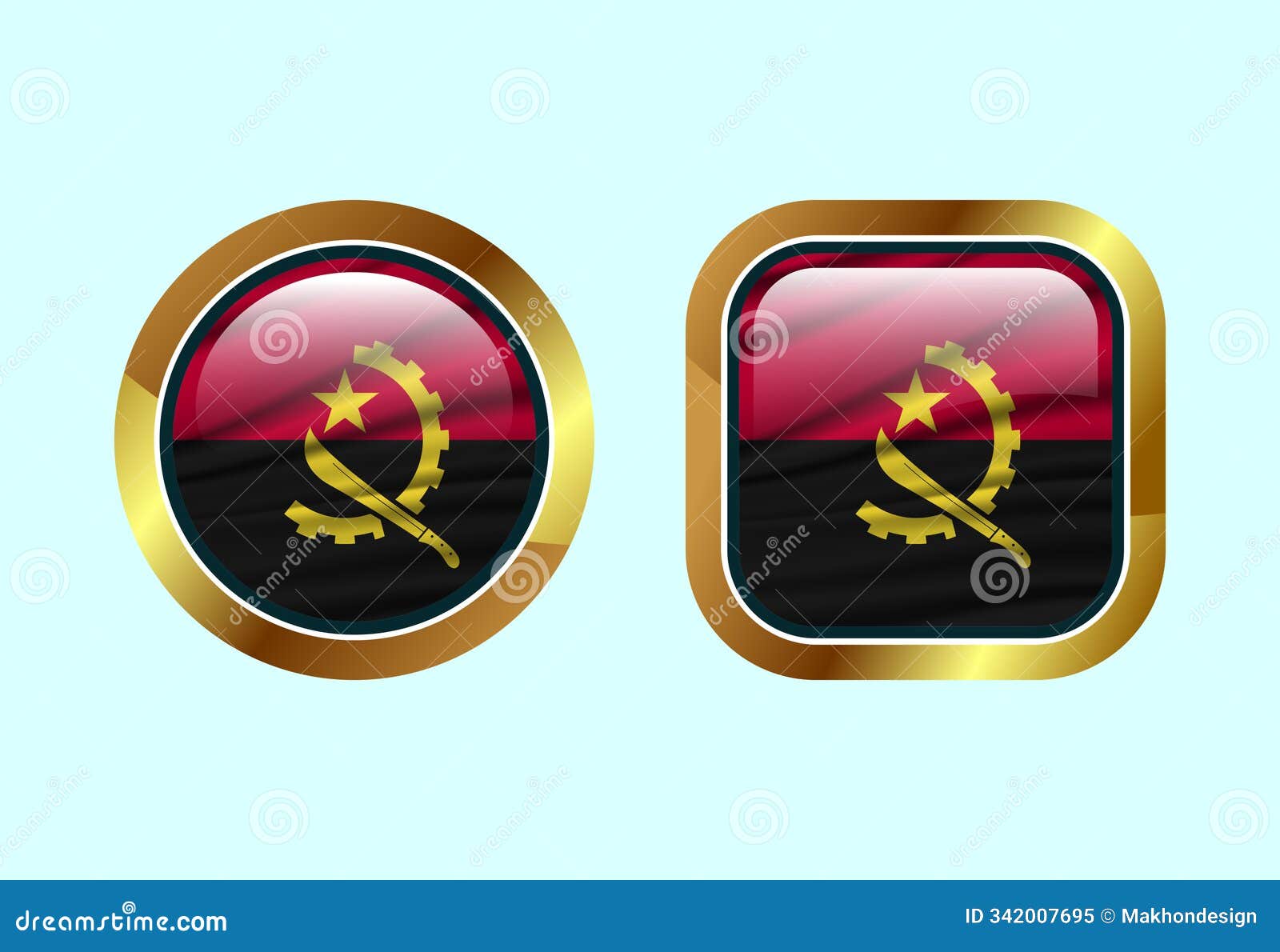 Angola High Resolution Map With National Flag. Vector Illustration ...