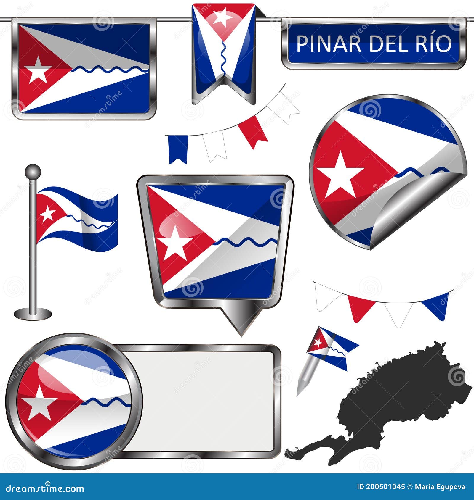 Glossy Flags of Pinar Del Rio, Cuba Stock Vector - Illustration of ...