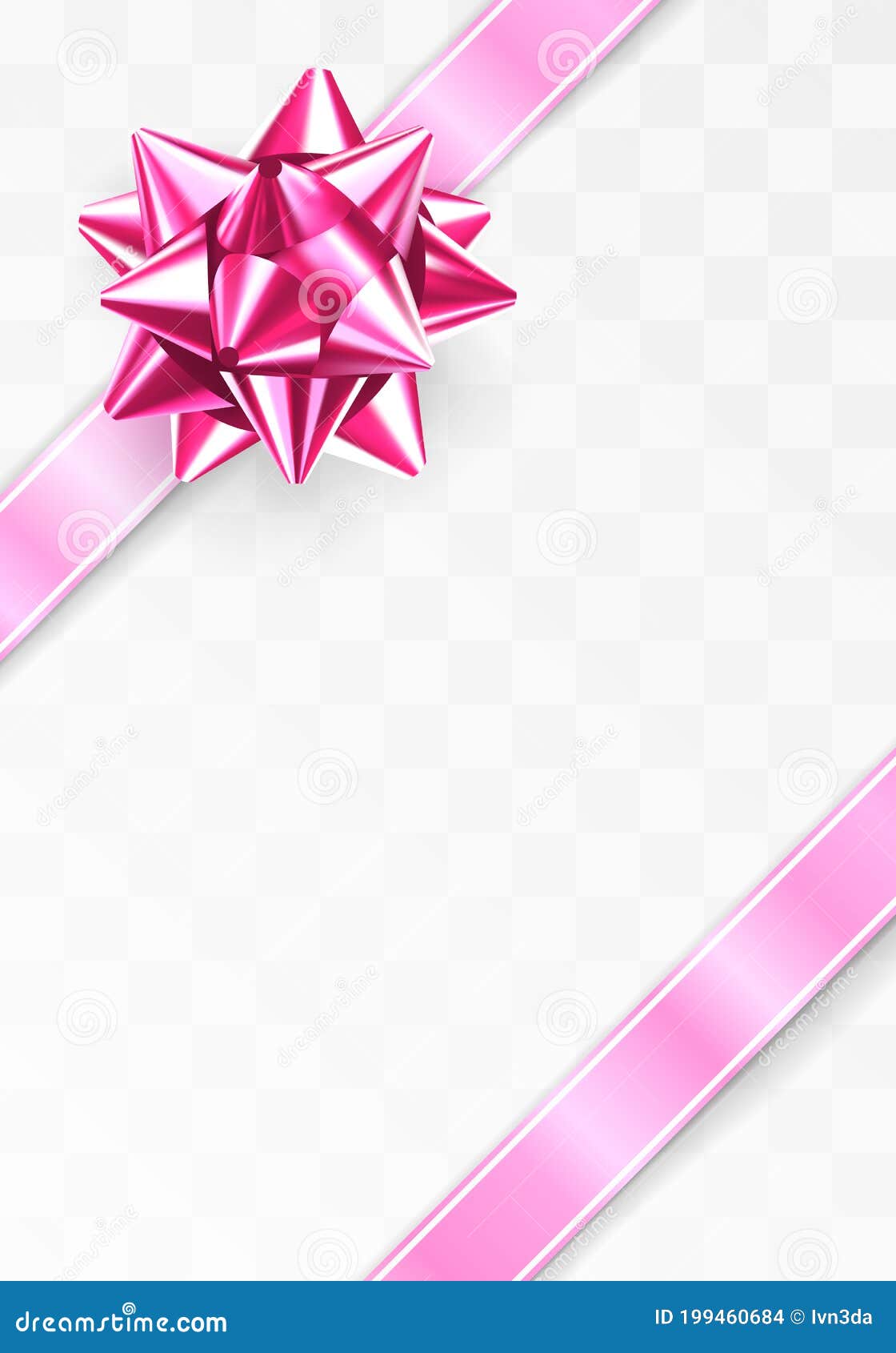 Glossy Foil Ruby Red BowGlowing Bow with Two Pink Ribbons Isolated on ...