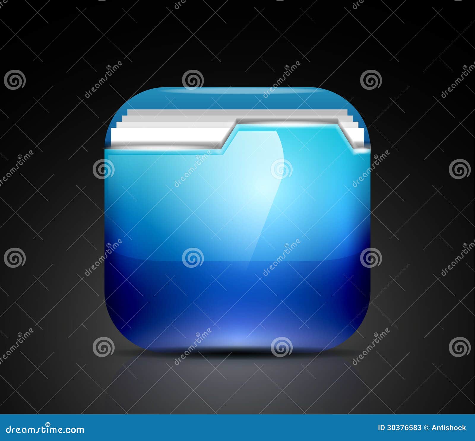 Glossy folder icon stock vector. Illustration of blue - 30376583