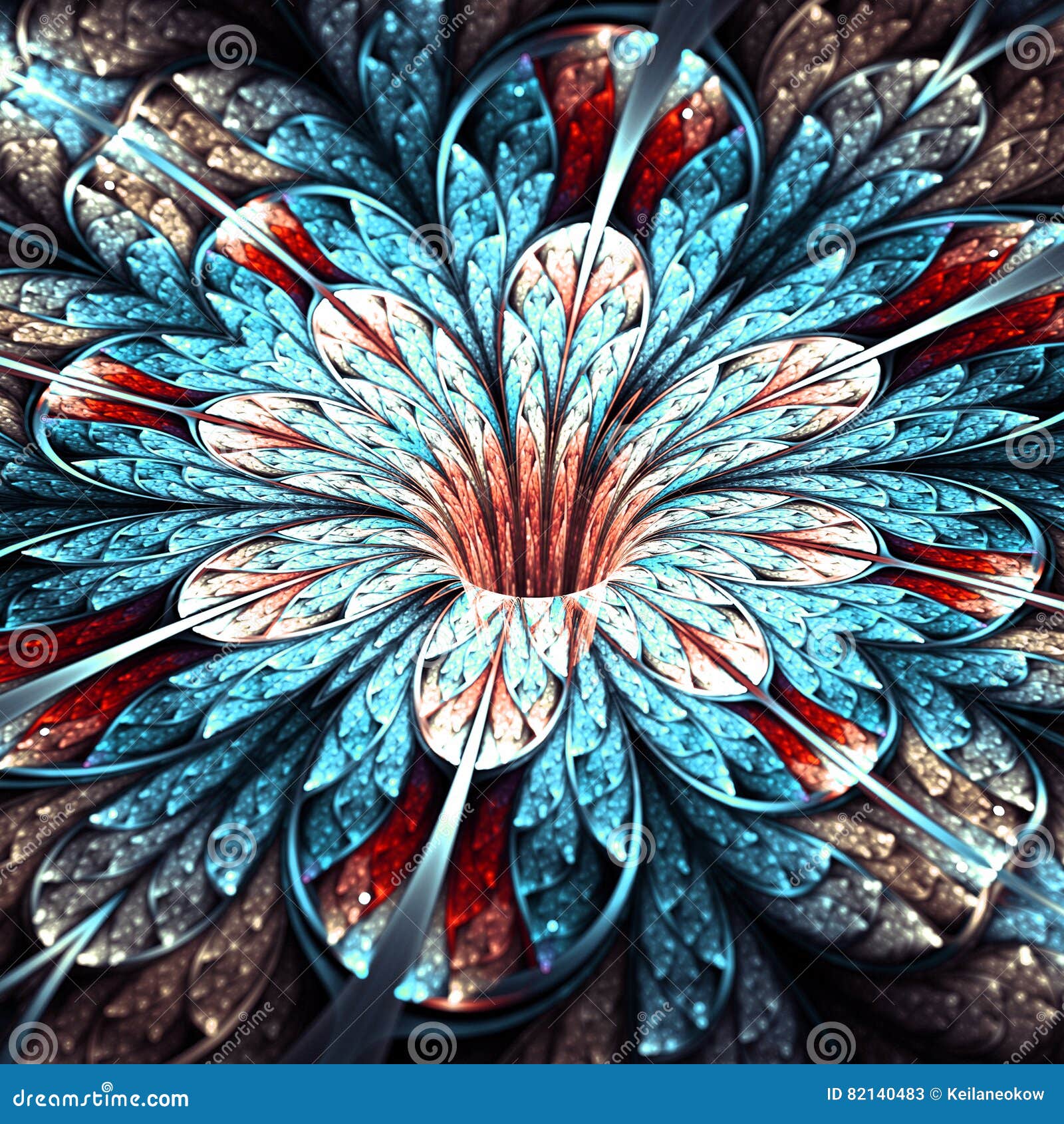 Glossy Fractal Flower, Digital Artwork Stock Illustration ...