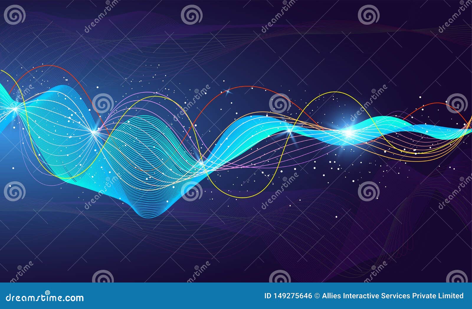 Glossy Futuristic Sound Wave with Lighting Effect for Futuristic. Stock ...