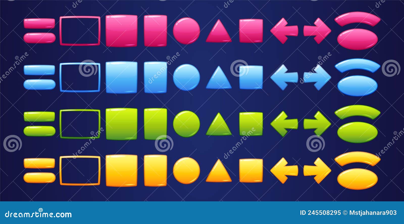 Glossy Geometric Buttons for Game Stock Vector - Illustration of circle ...
