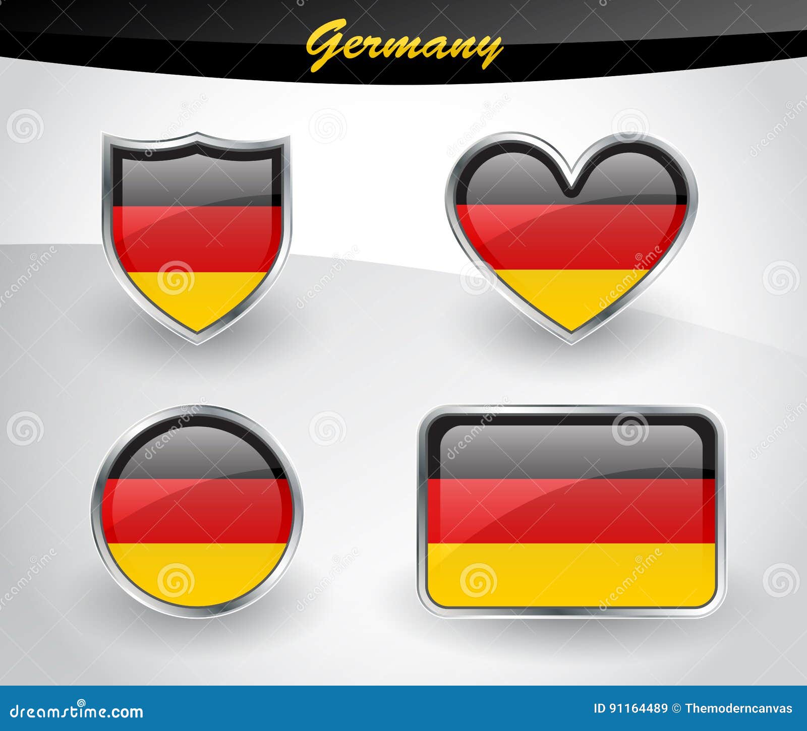 Glossy Germany Flag Icon Set Stock Vector - Illustration of german ...