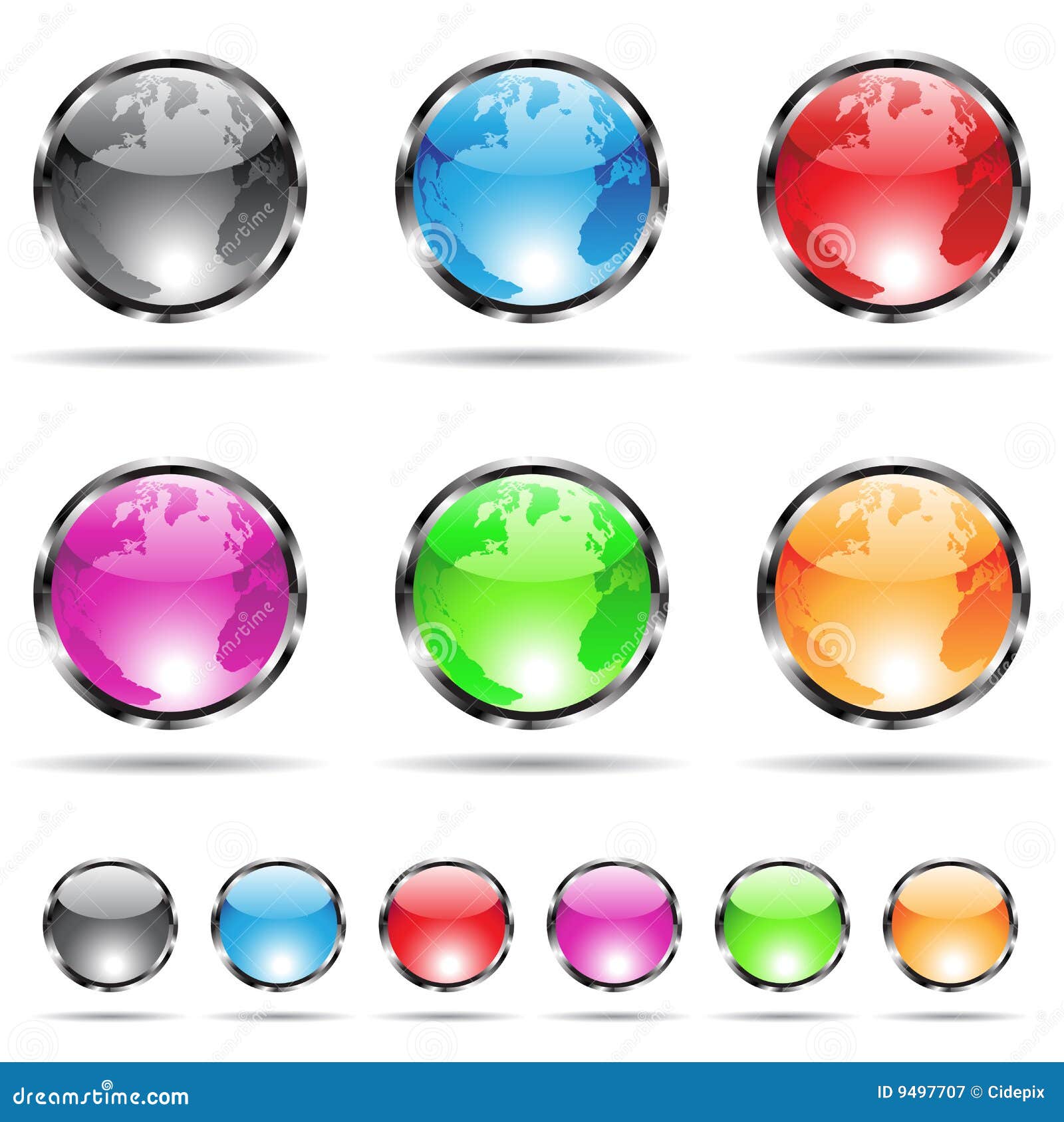 Glossy globe icons stock vector. Illustration of button - 9497707