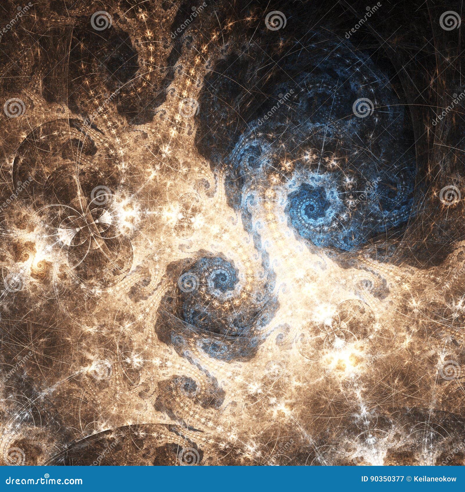 Glossy Gold Fractal Spirals Stock Illustration - Illustration of blue ...