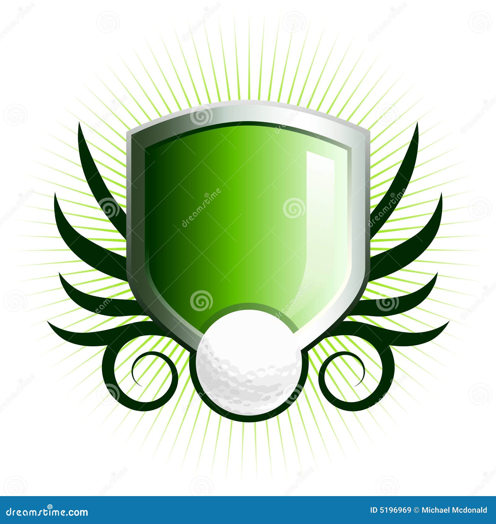 Glossy golf shield emblem stock vector. Illustration of defense - 5196969