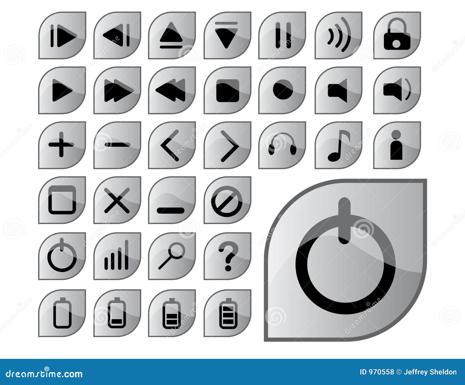 Glossy gray icons stock vector. Illustration of push, radio - 970558