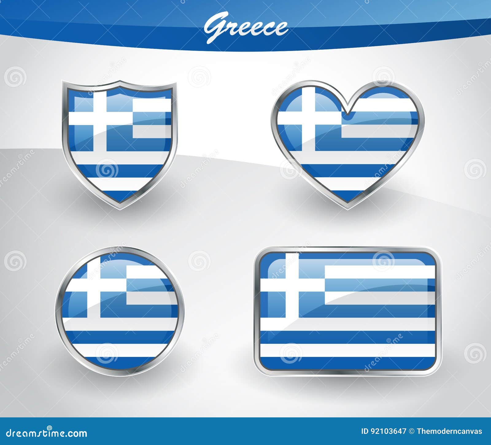 Glossy Greece Flag Icon Set Stock Vector - Illustration of chrome ...