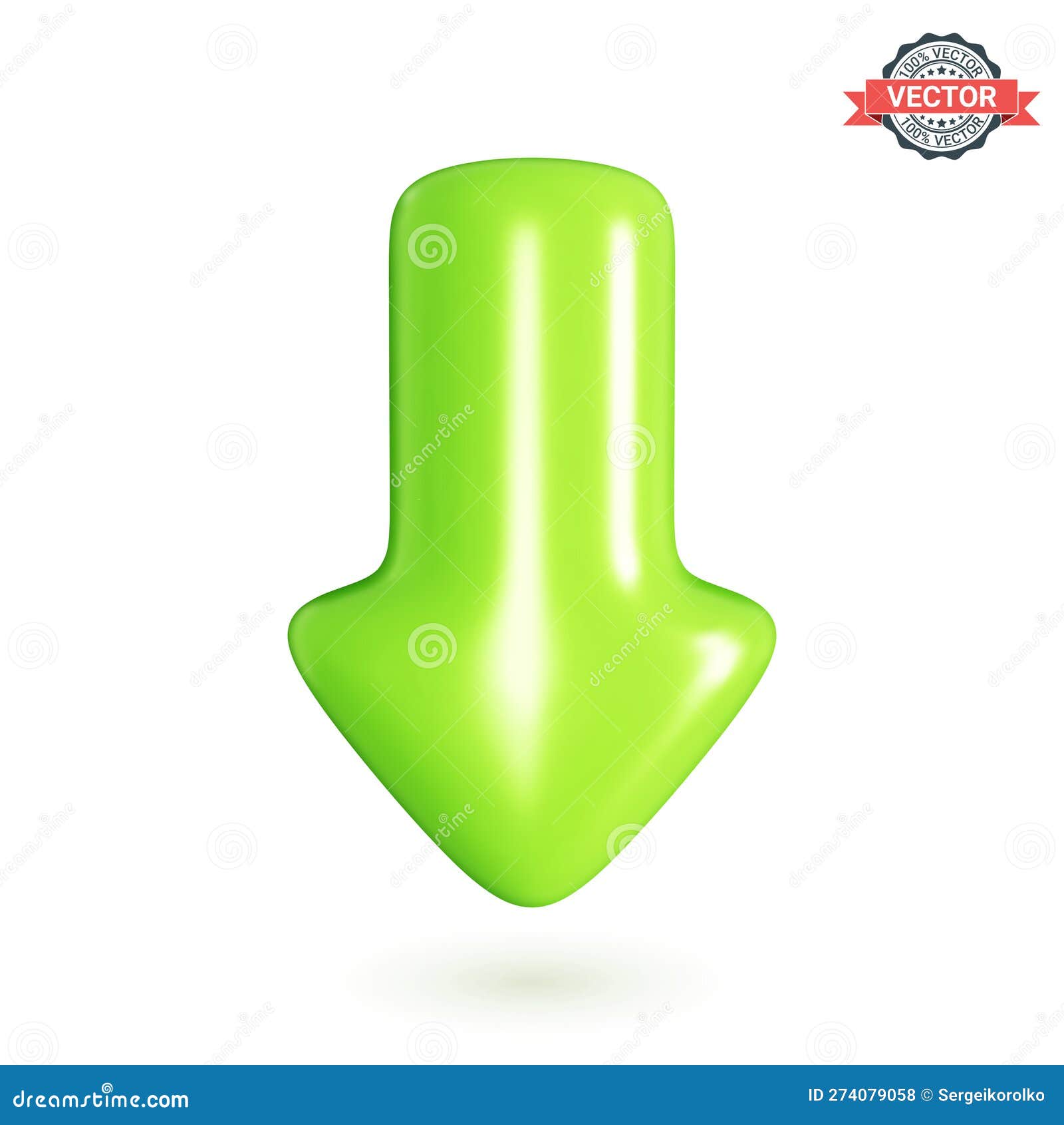 Glossy Green Arrow Icon Pointing Down Stock Vector - Illustration of ...