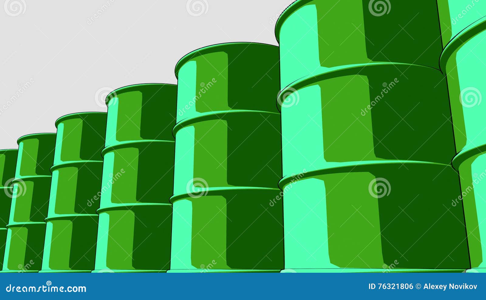 Glossy Green Metal Barrels. Cartoon Version for Presentations and ...