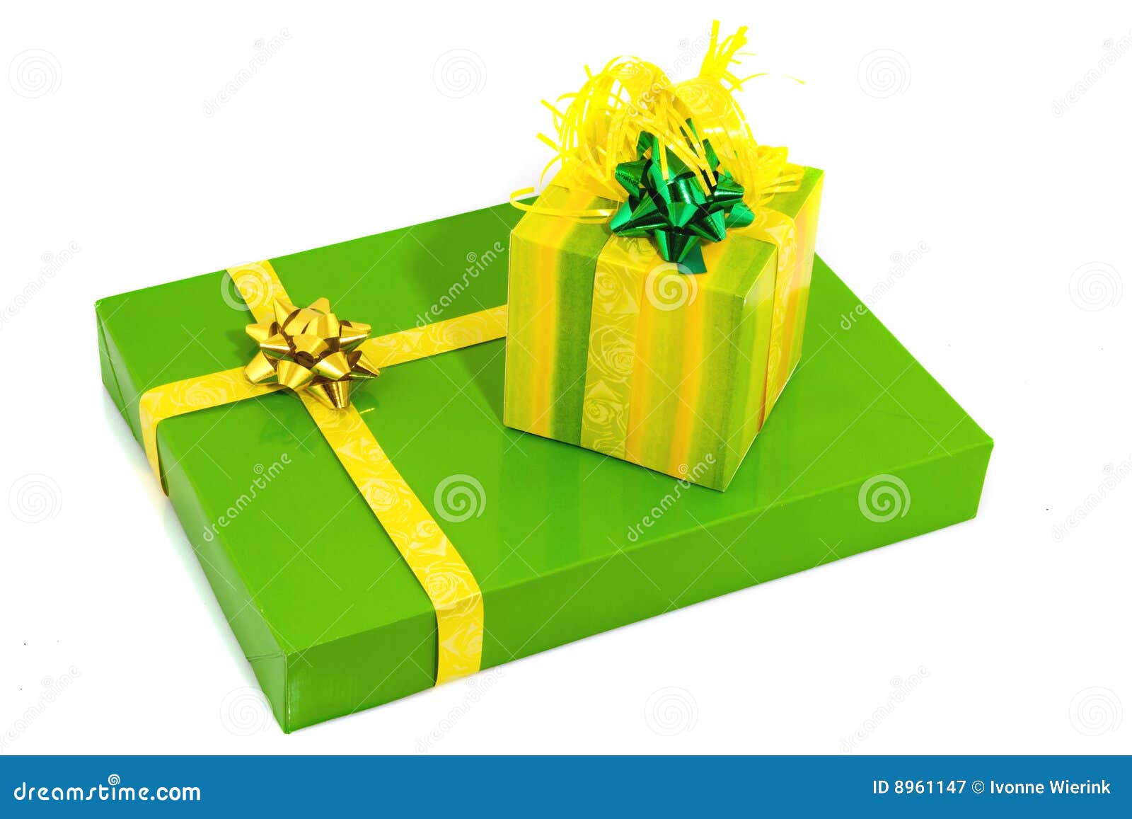 Glossy green presents stock image. Image of bows, wrapped - 8961147