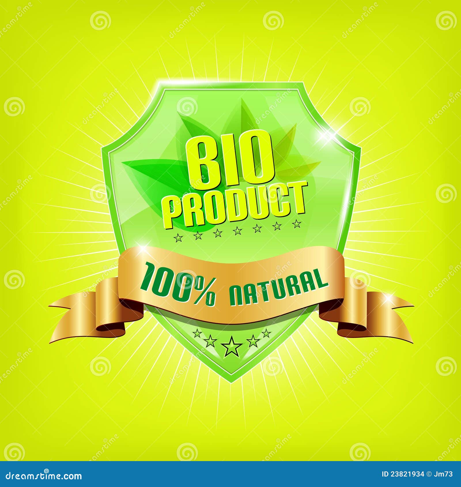 Glossy Green Shield - BIO PRODUCT Stock Vector - Illustration of ...