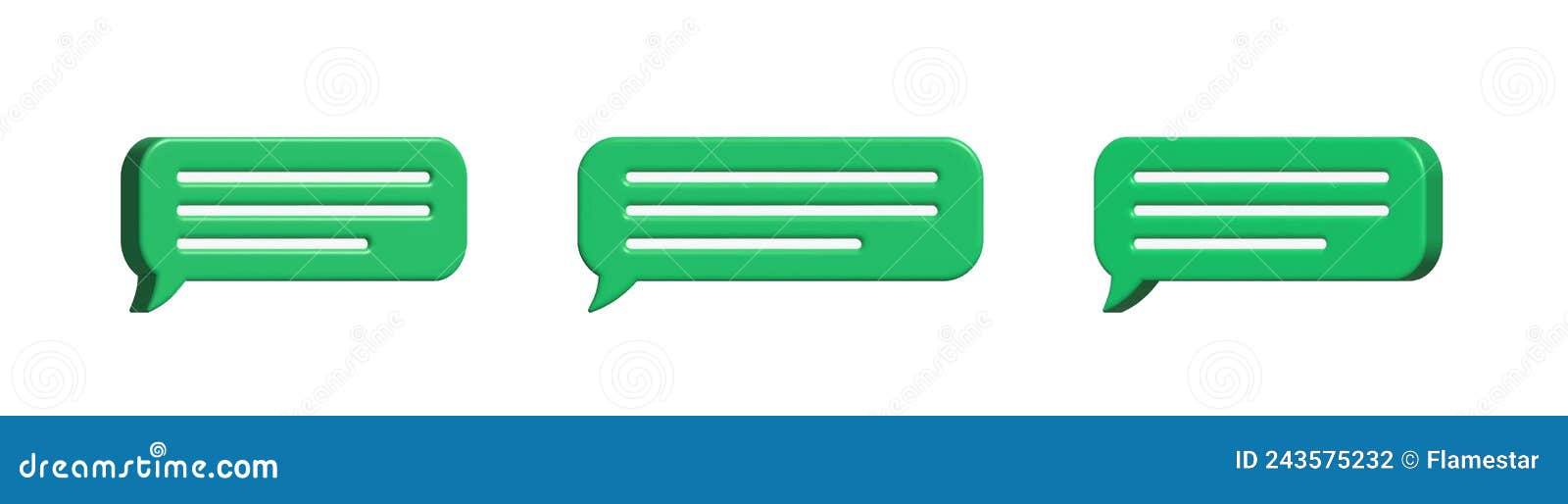 Glossy Green Speech Bubbles and Messenger Shapes. 3d Vector. Stock ...