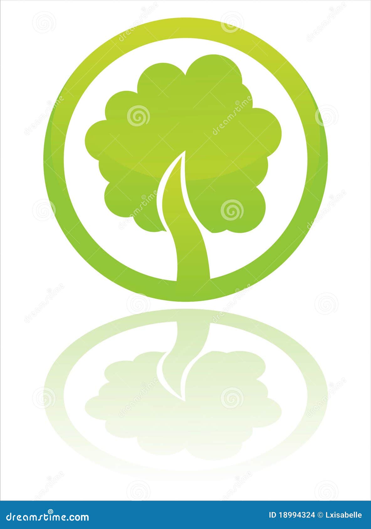 Glossy green tree sign stock vector. Illustration of flora - 18994324