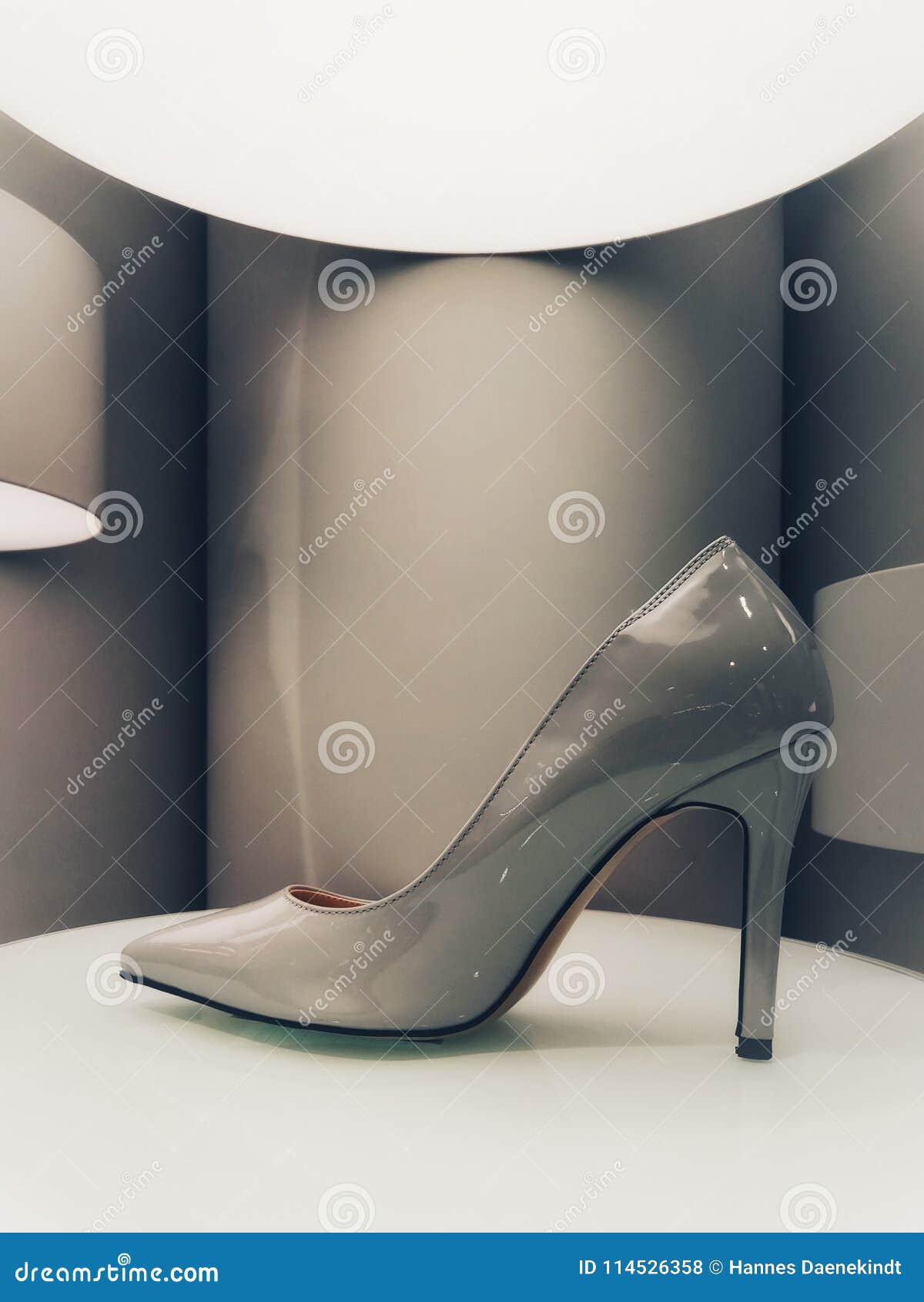Glossy Grey Stiletto on Display Stock Photo - Image of design, glossy ...