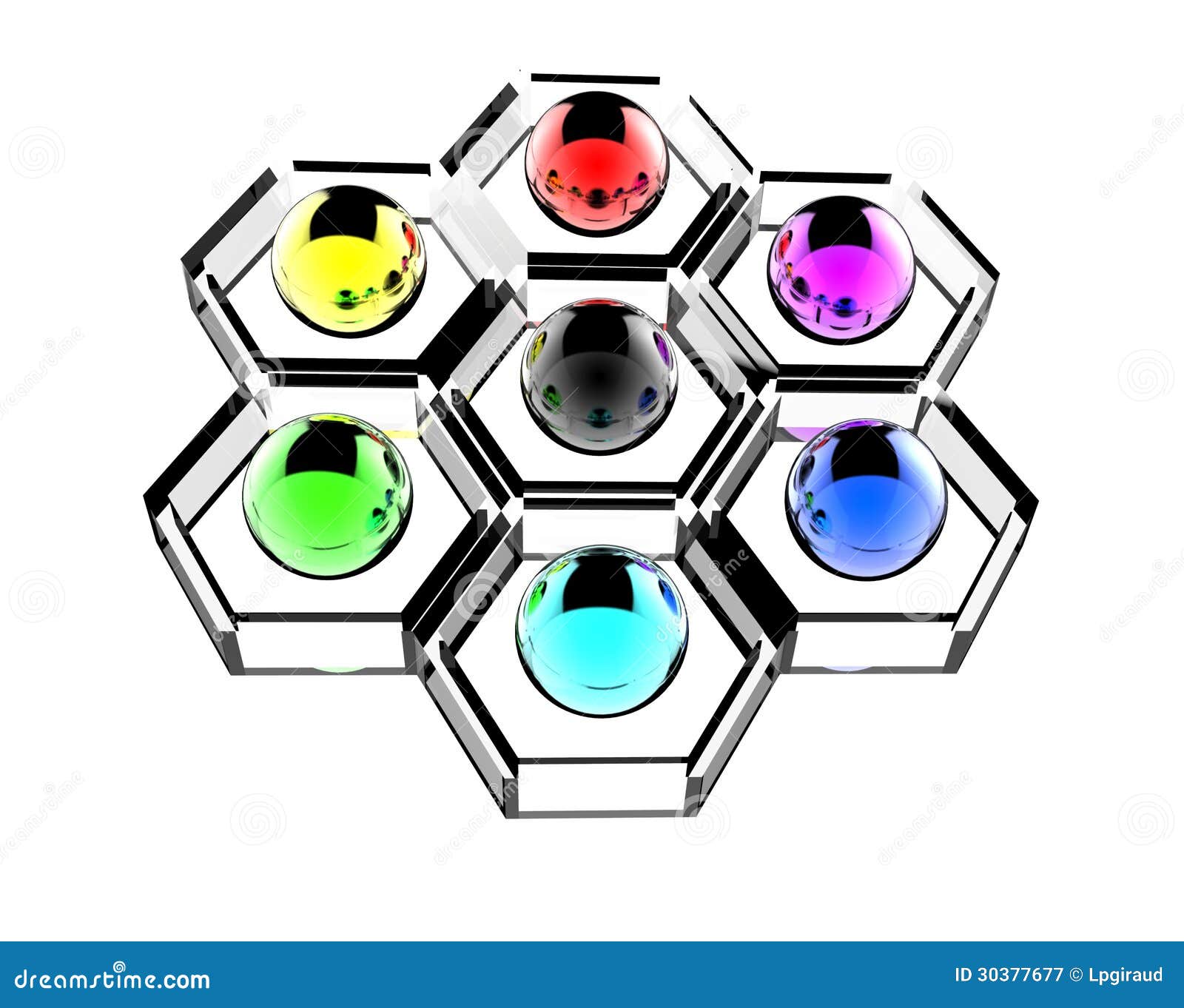 Glossy Hexagons and Spheres Stock Illustration - Illustration of ...