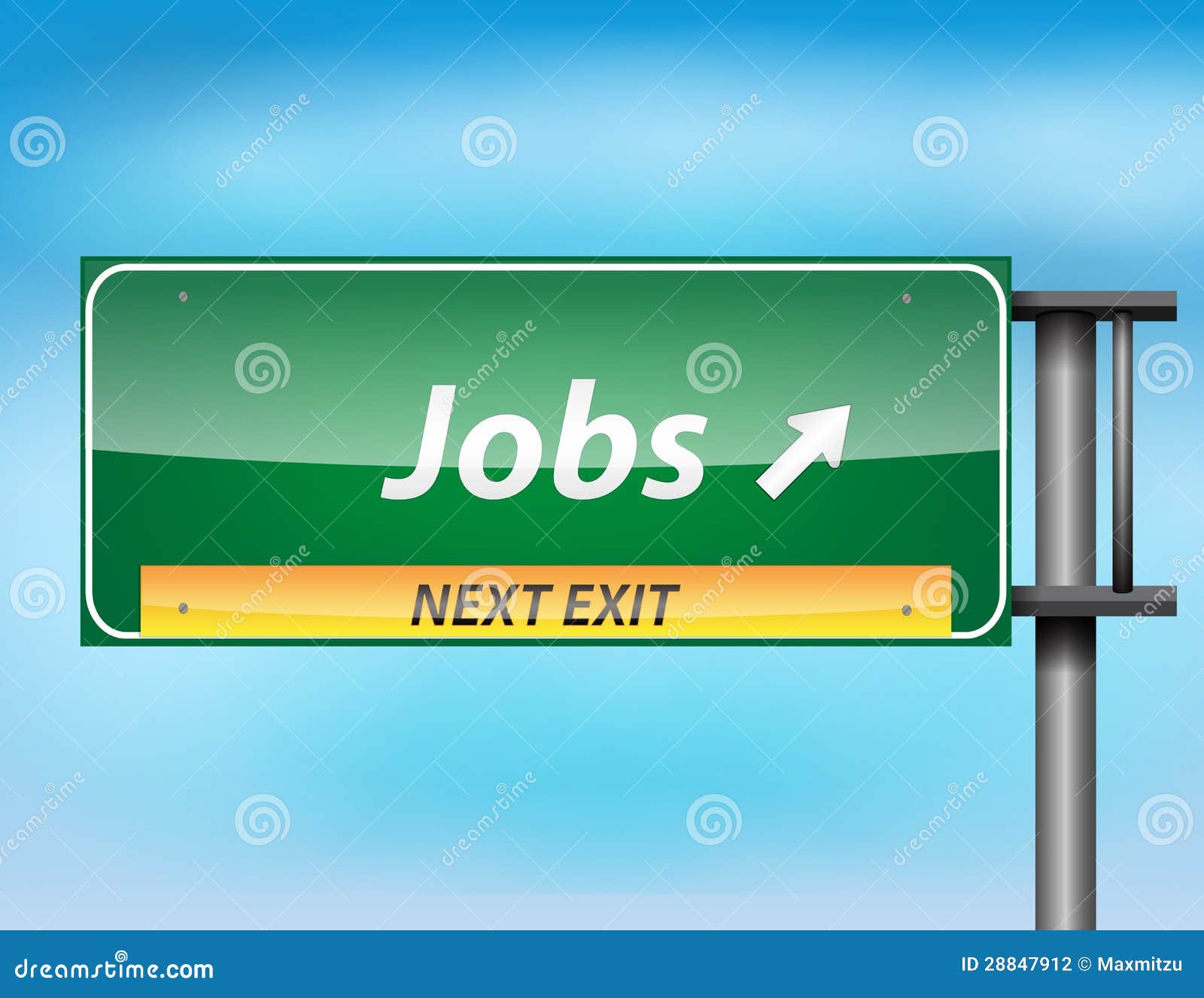 Glossy Highway Sign with Jobs on Next Exit Stock Vector - Illustration ...