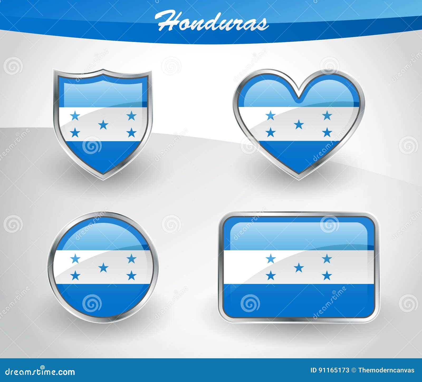 Glossy Honduras Flag Icon Set Stock Vector - Illustration of metal ...