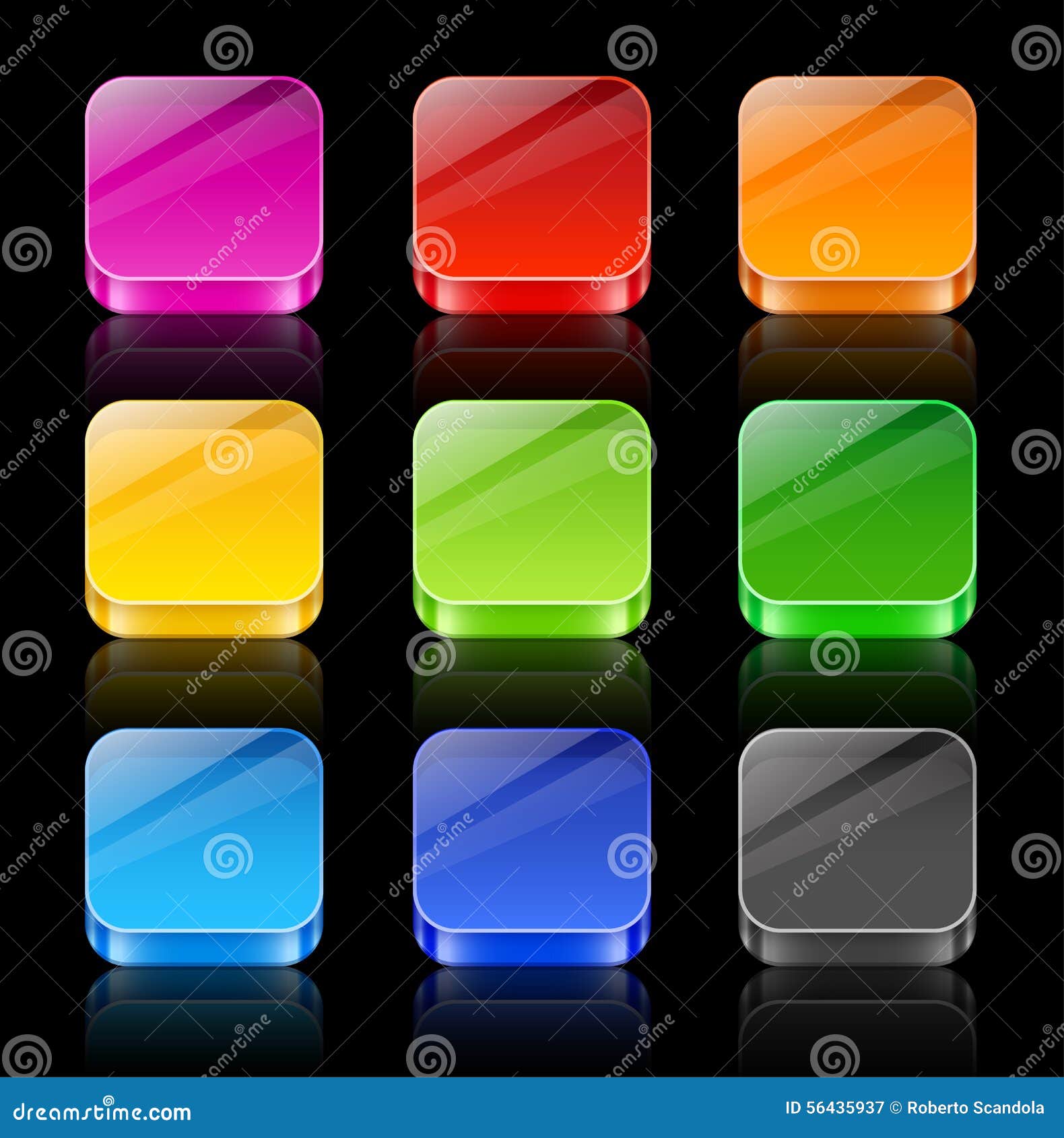 Glossy Icon Buttons with Reflection Stock Vector - Illustration of ...