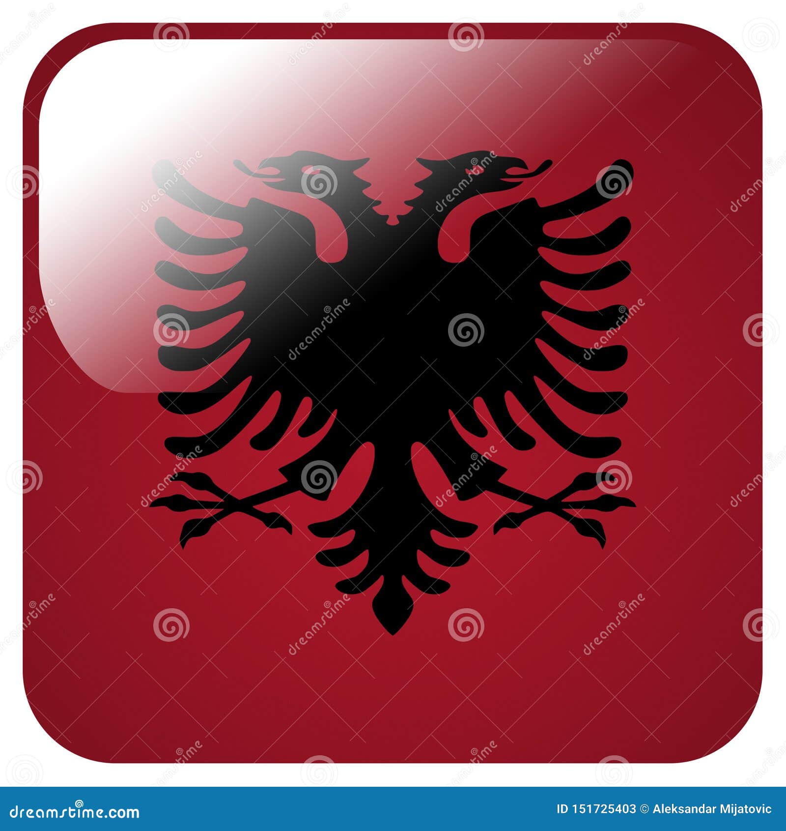 Glossy Icon with Flag of Albania Stock Illustration - Illustration of ...
