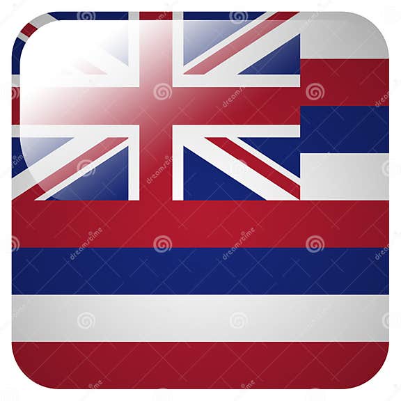 Glossy Icon with Flag of Hawaii Stock Illustration - Illustration of ...