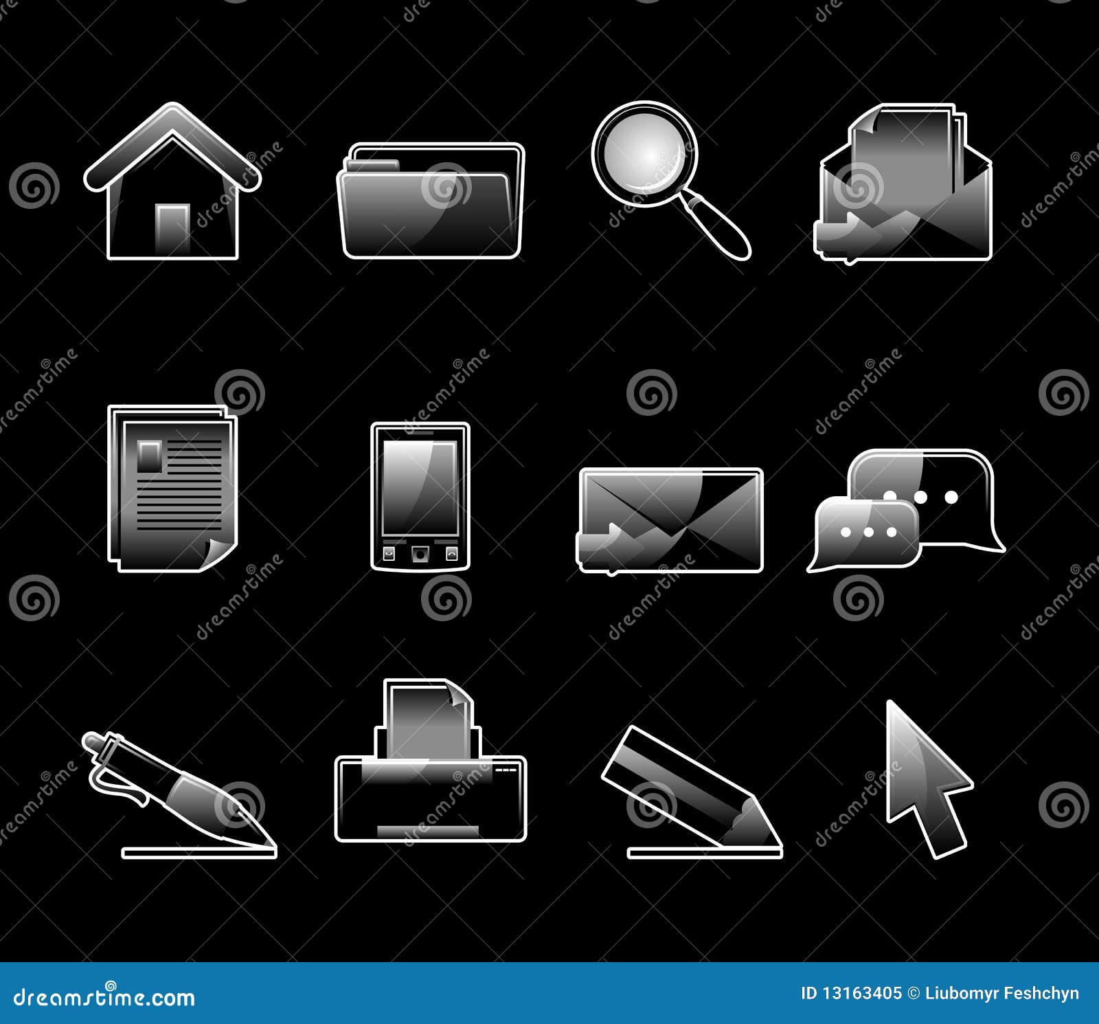Glossy icon set stock vector. Illustration of message - 13163405