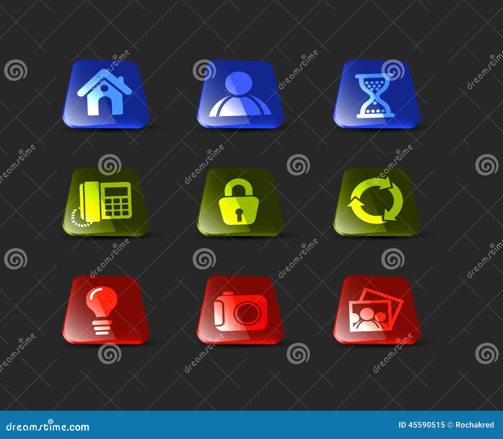 Glossy icon set stock illustration. Illustration of recycle - 45590515