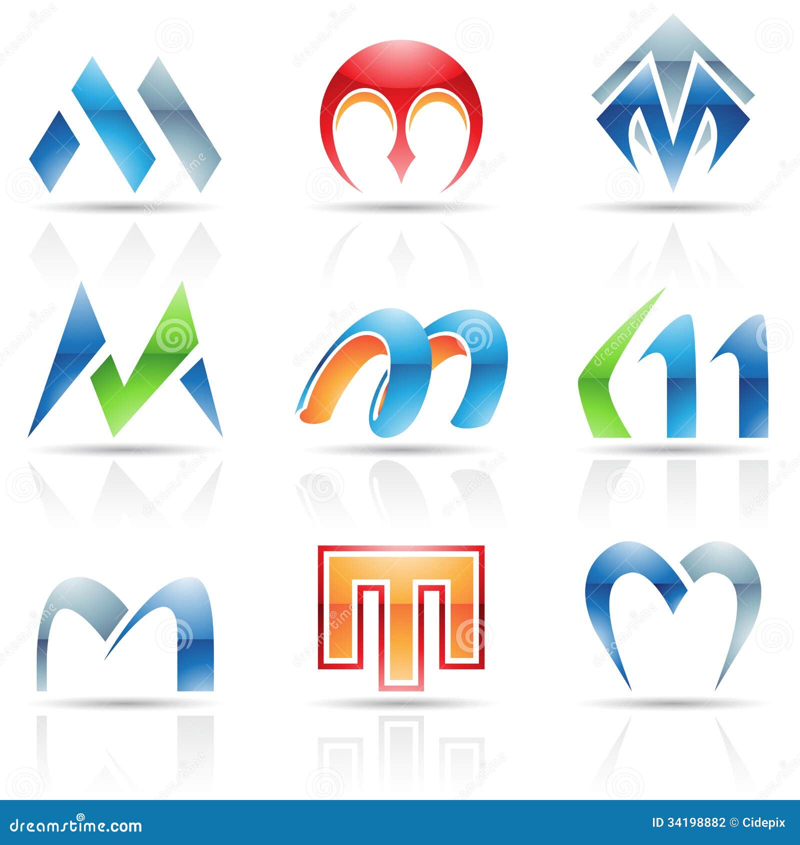 Glossy Icons for letter M stock vector. Illustration of futuristic ...