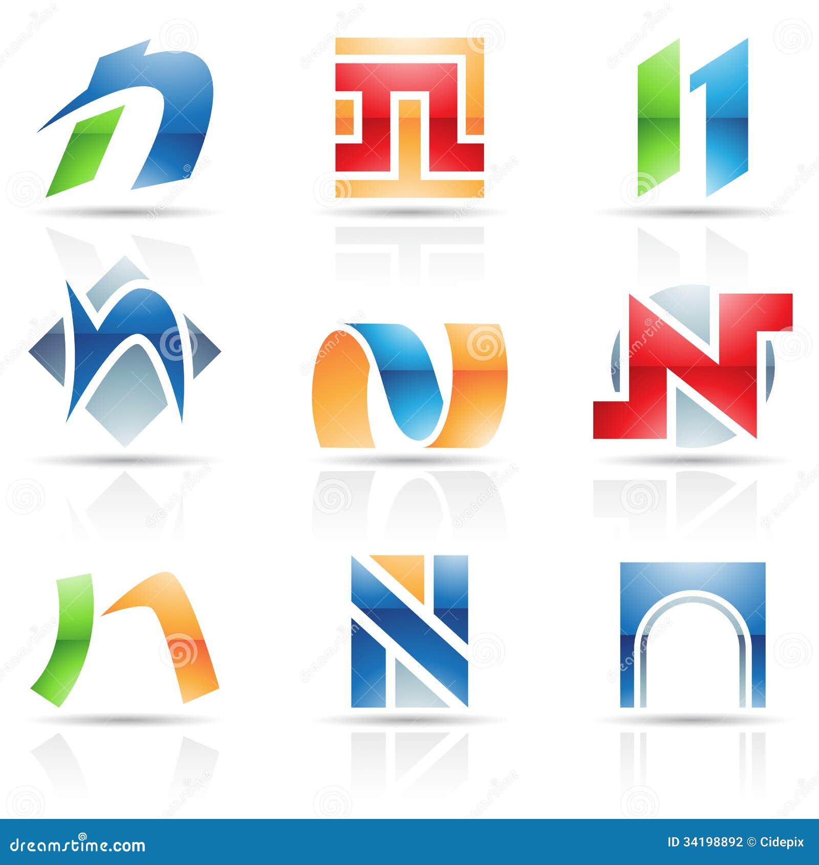 Glossy Icons for letter N stock vector. Illustration of green - 34198892