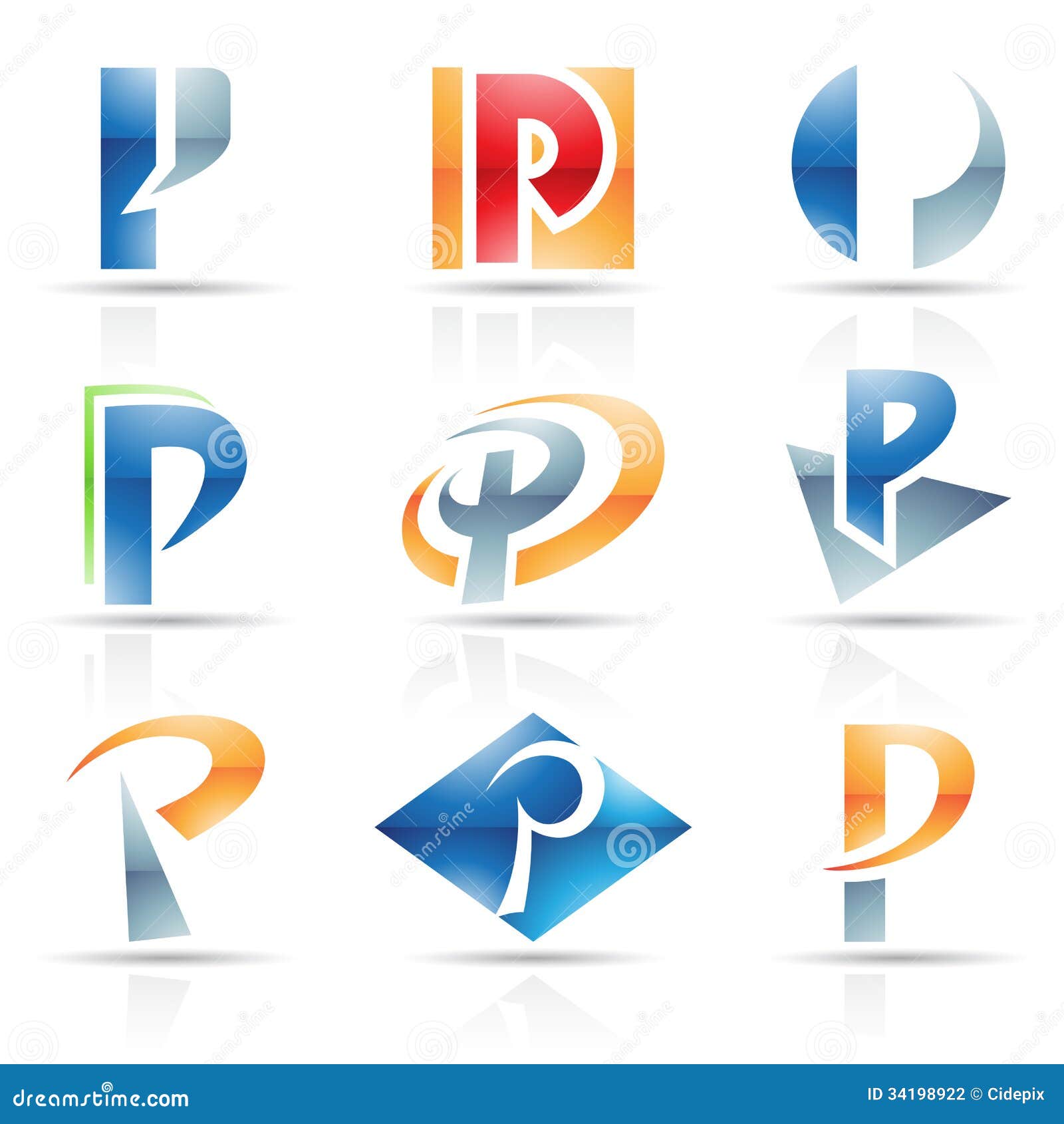 Glossy Icons for letter P stock vector. Illustration of geometry - 34198922