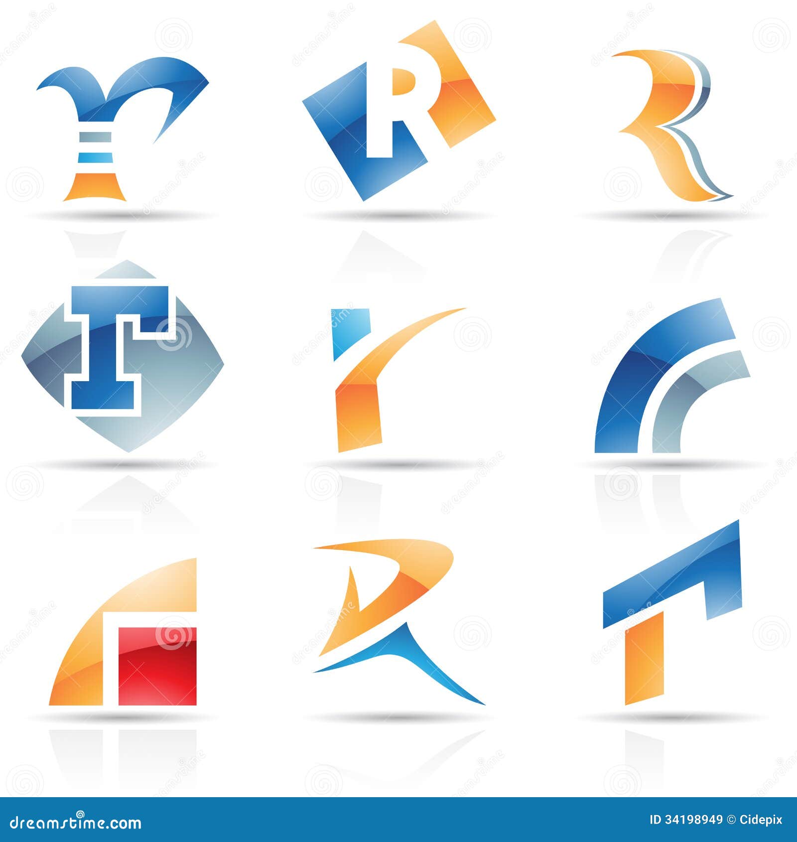 Glossy Icons for letter R stock vector. Illustration of font - 34198949