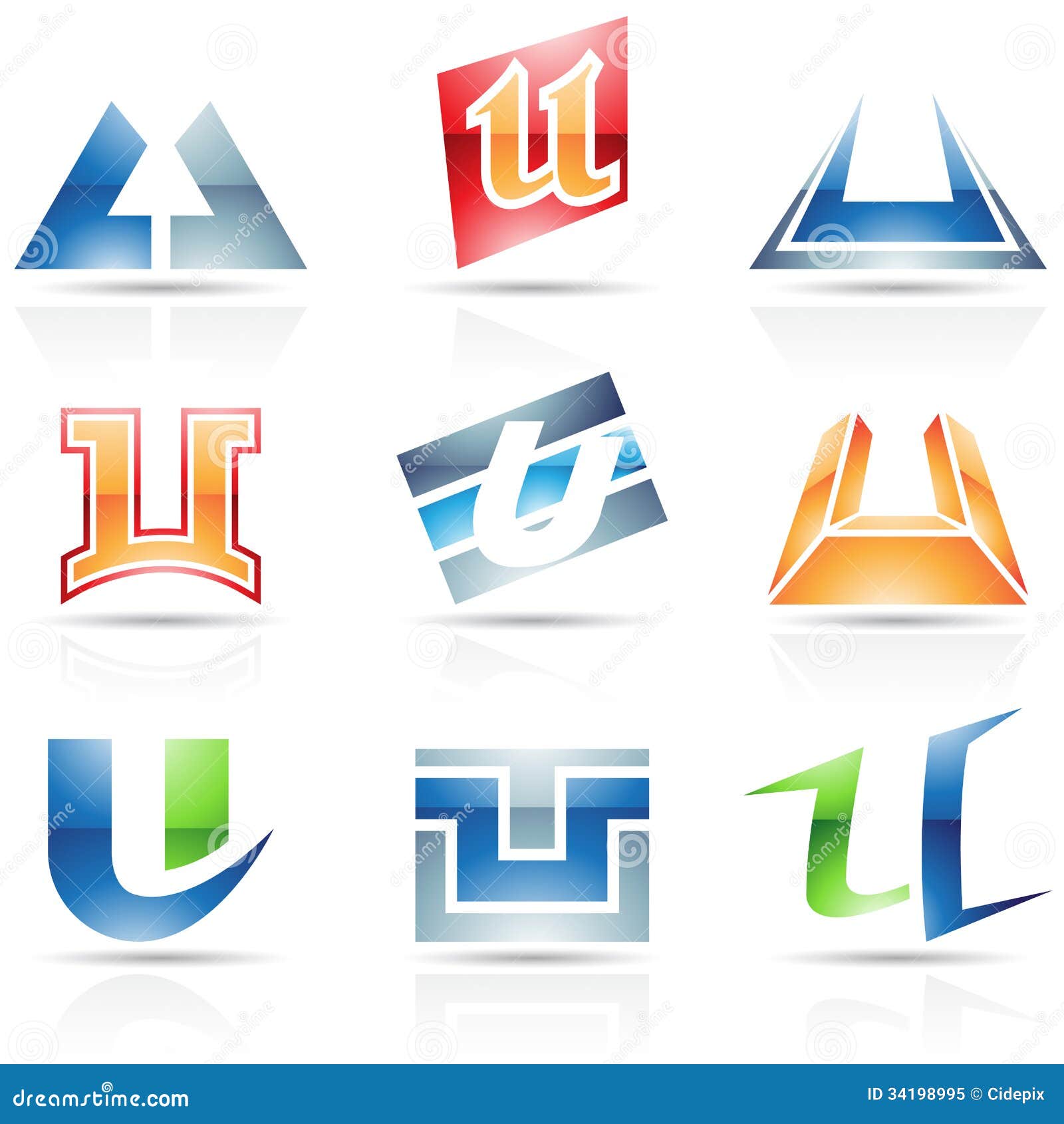 Glossy Icons for letter U stock vector. Illustration of font - 34198995