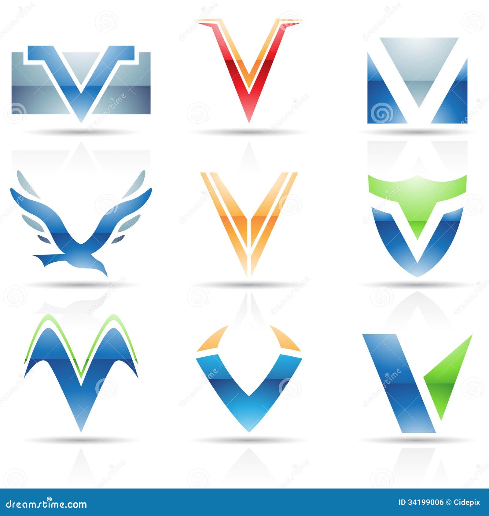 Glossy Icons For Letter V Royalty Free Stock Image - Image: 34199006