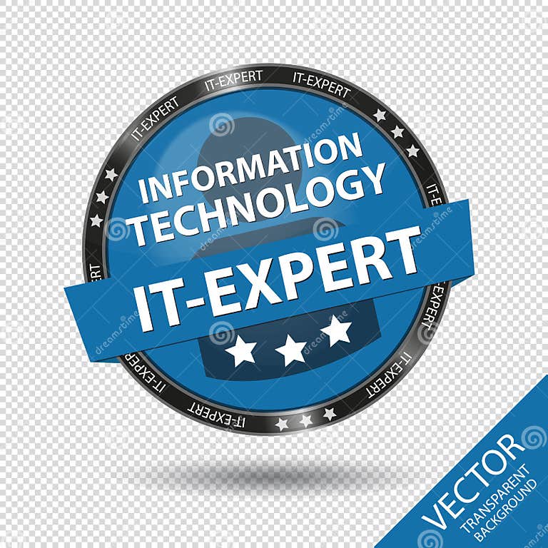 Glossy Information Technology it-Expert Button - Blue Vector ...
